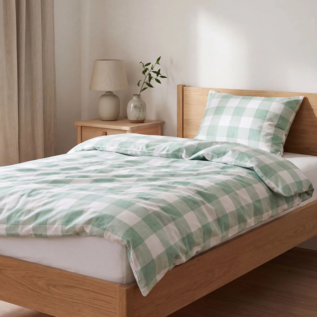 Bavlněné povlečení Kostky - mint Velikost: 140 x 200 + 70 x 90