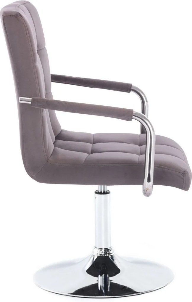 LuxuryForm DESIGN Otočná židle VERONA VELUR na stříbrném talíři - tmavě šedá