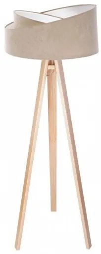 Timberlight Stojací lampa Awena béžová + bílý vnitřek + dřevěné nohy