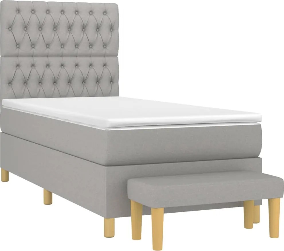 Box spring postel s matrací světle šedá 90x190 cm textil 3137357