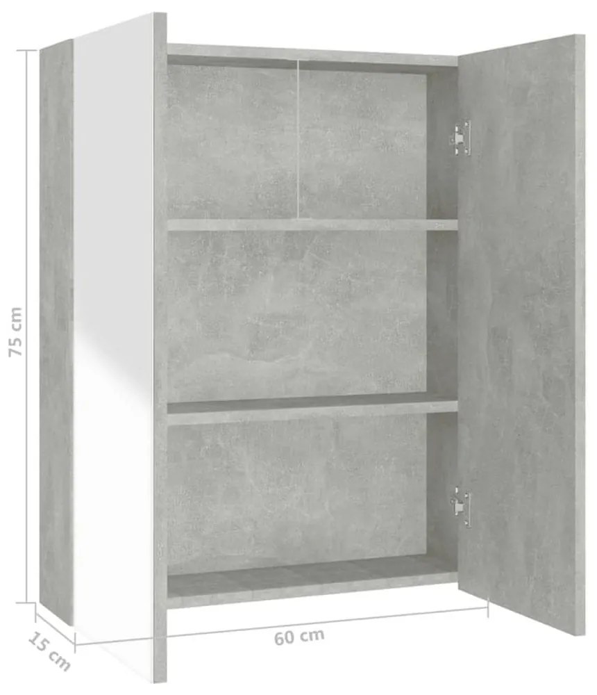 Petromila Koupelnová skříňka se zrcadlem 60x15x75 cm MDF betonově šedá