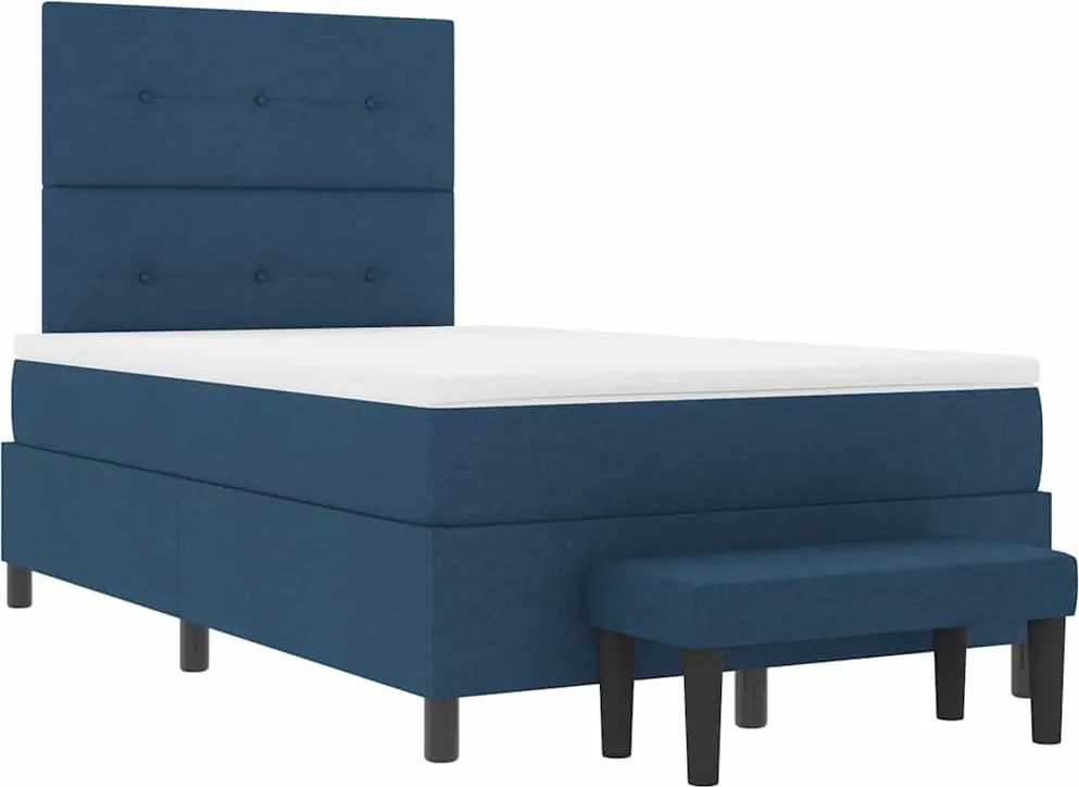 Postel s boxspringem s čelo Modrá 120 x 190 cm textil 3344057