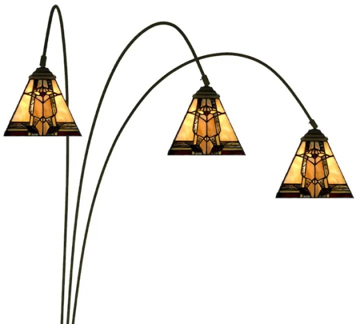 Stojací lampa Tiffany Solei béžová se 3 svítidly – 200 cm