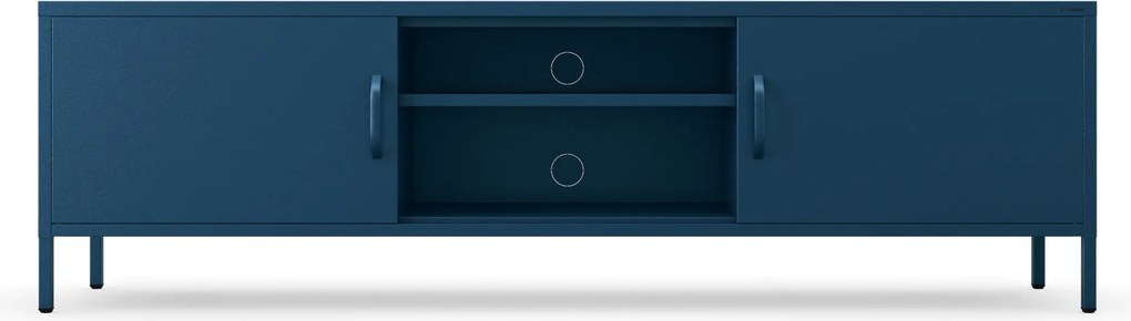 TV stolek kovový široký XL na nožkách, námořnická modrá, 1700x400x500 mm: ROSARIA