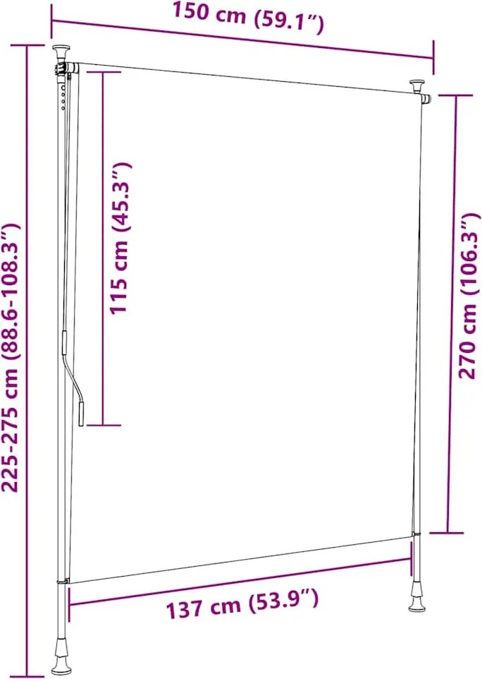 Venkovní roleta 150 x 270 cm krémová 145941