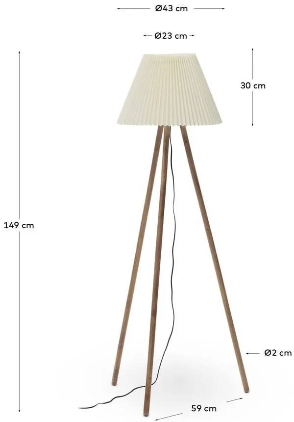 Stojací lampa v přírodní barvě s textilním stínidlem (výška 149 cm) Benicarlo – Kave Home