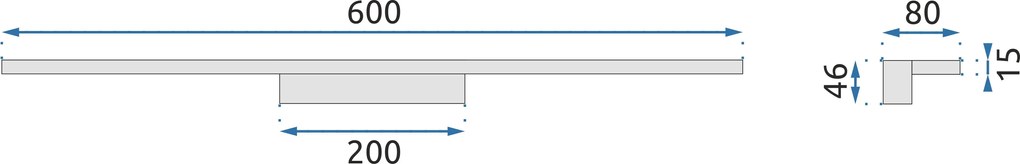 Toolight Toolight, LED koupelnové nástěnné osvětlení 60cm APP840-1W, černá matná, OSW-06665