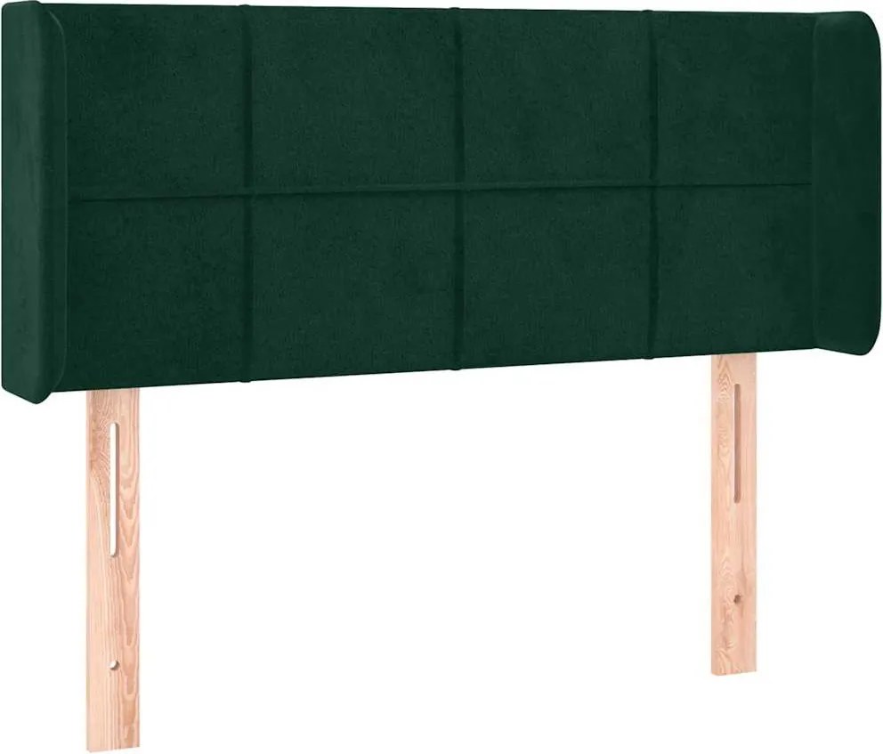 Čelo postele s LED tmavě zelené 93 x 16 x 78/88 cm samet 3123275