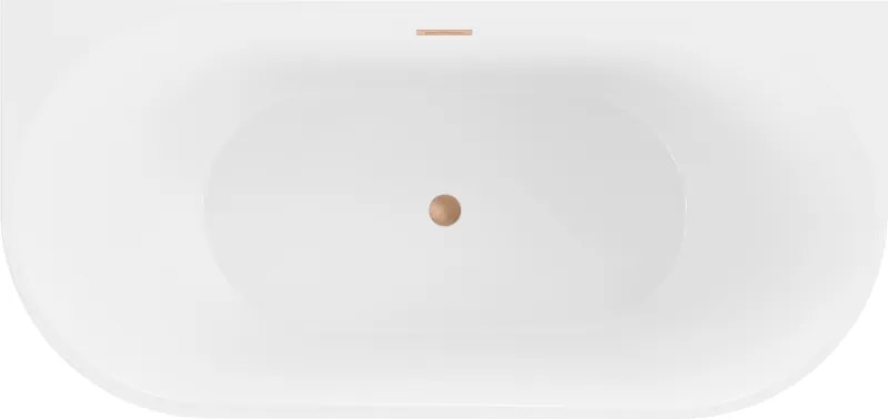 Mexen Oval, volně stojící nástěnná vana 150 x 75 cm, bílá, měděný přepad, 52671507500-65