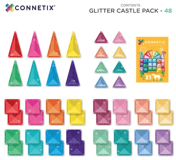 Connetix magnetická stavebnice Glitter Castle Pack 48ks