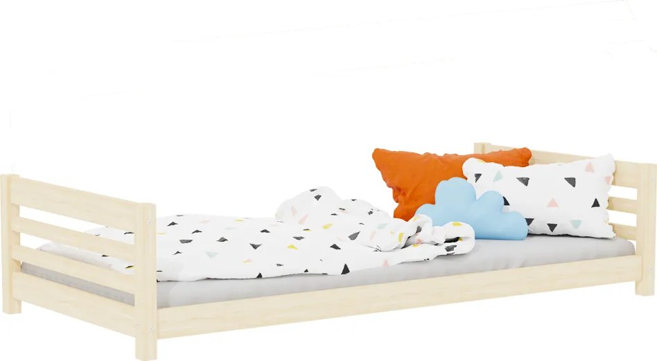 Benlemi Nízké dětské jednolůžko ze dřeva TULY se dvěma čely Zvolte barvu: Petrolejová, Zvolte rozměr: 140x200 cm, Zvolte zábranu: S otevřeným vstupem