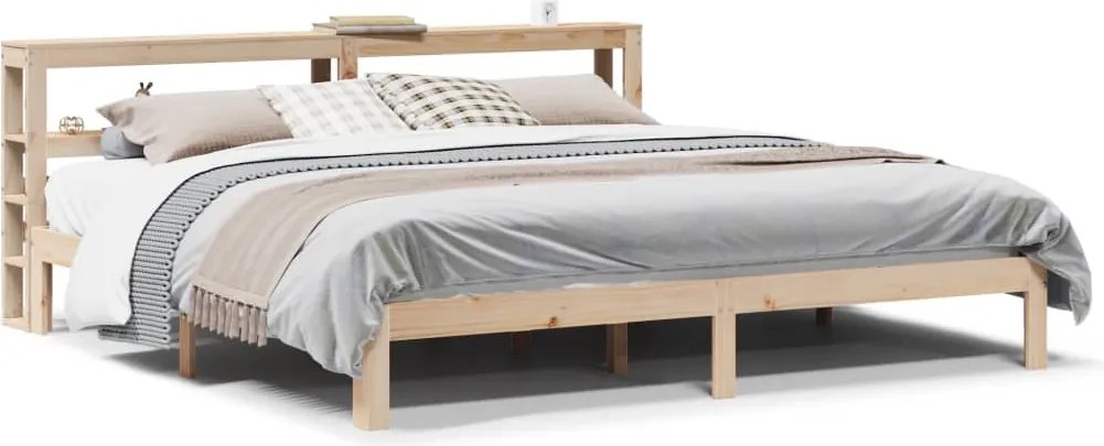 Rám postele s čelem 200 x 200 cm masivní borové dřevo 3306055