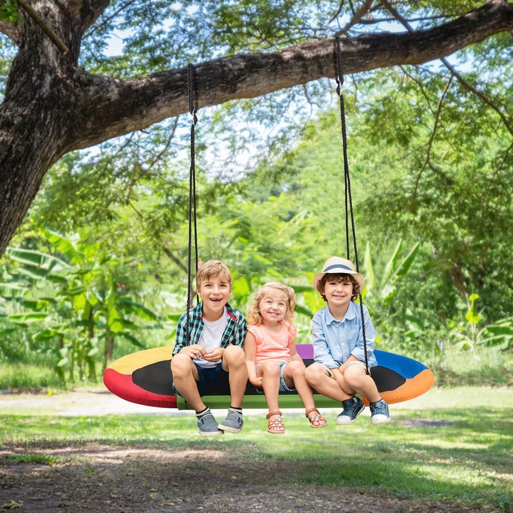 Costway Oválná houpačka hnízdo s 100-180 cm výškově nastavitelným lanem