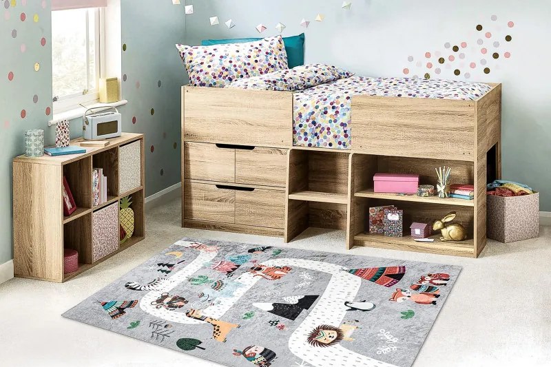 Dywany Łuszczów, Dětský kusový koberec Bambino 2160 Indian grey, 80x150, vícebarevná, dětský pokoj