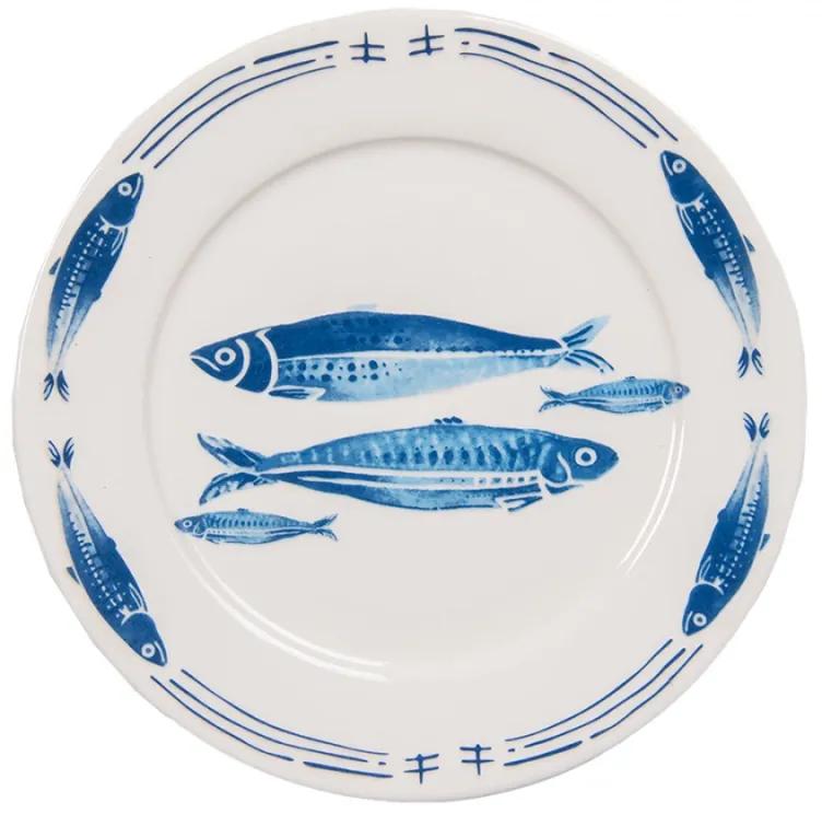 Porcelánový dezertní talíř  s rybkami  Fish Blue – 20x2 cm