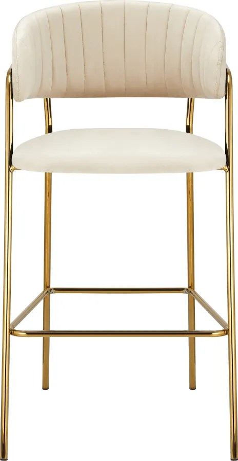 Designová barová židle, béžová Velvet látka/gold chrom zlatý, DASMIN TYP 2