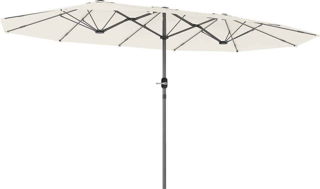 Slunečník dvojitý 436 x 260 cm, ochrana proti UV záření, ocelový slunečník s ruční klikou, oválný Béžová barva