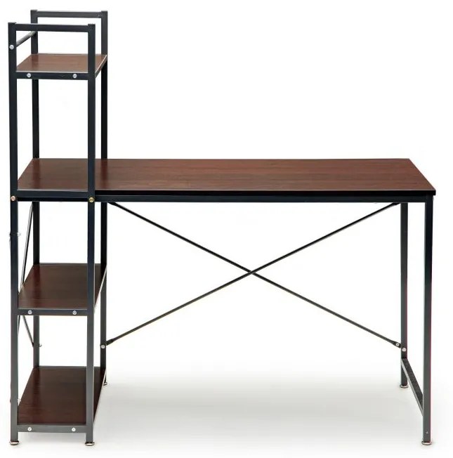 ModernHome Kancelářský psací stůl s regálem - hnědý, ZIWT-08A