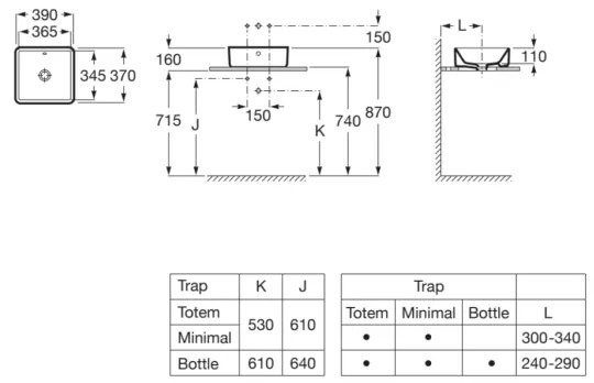 Roca A3270ML000 - Umyvadlo na desku GAP 39x37 cm keramika/bílá