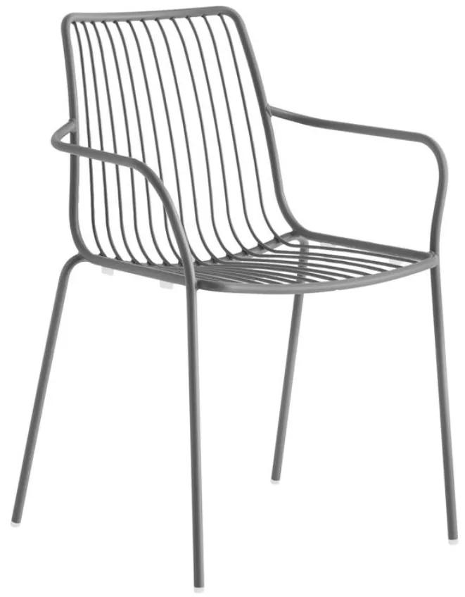 OnaDnes -20% Pedrali Antracitově šedá kovová zahradní židle Nolita 3656 s područkami