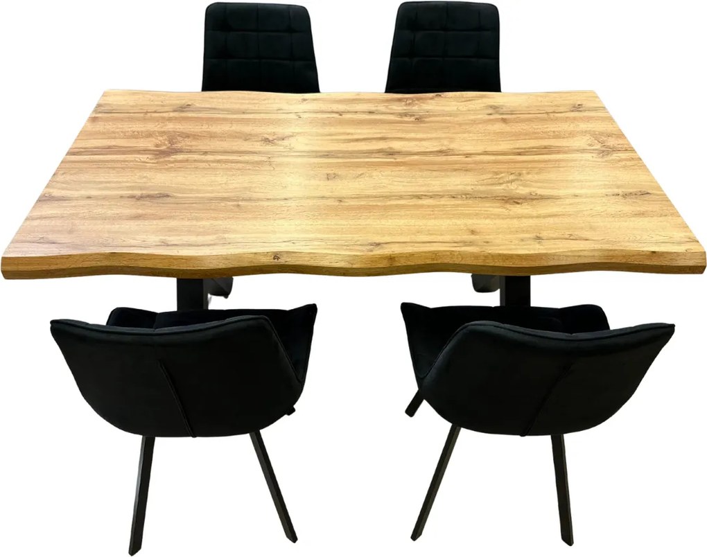 Vikio Jídelní set pro 4 osoby 140x90 cm dub-černá VJS114-41C