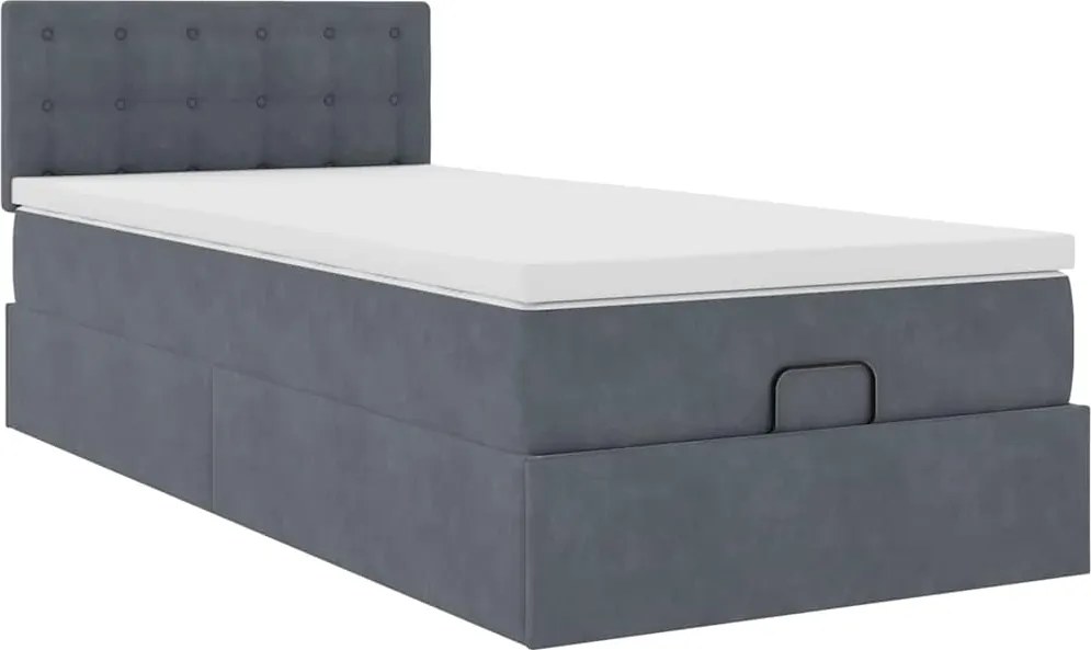 Osmanský rám postele s matrací tmavě šedá 80x200cm samet 3312729