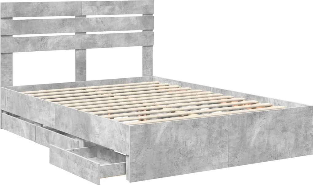 Rám postele s čelo Betonově šedá 160 x 200 cm Inženýrské dřevo 3411491