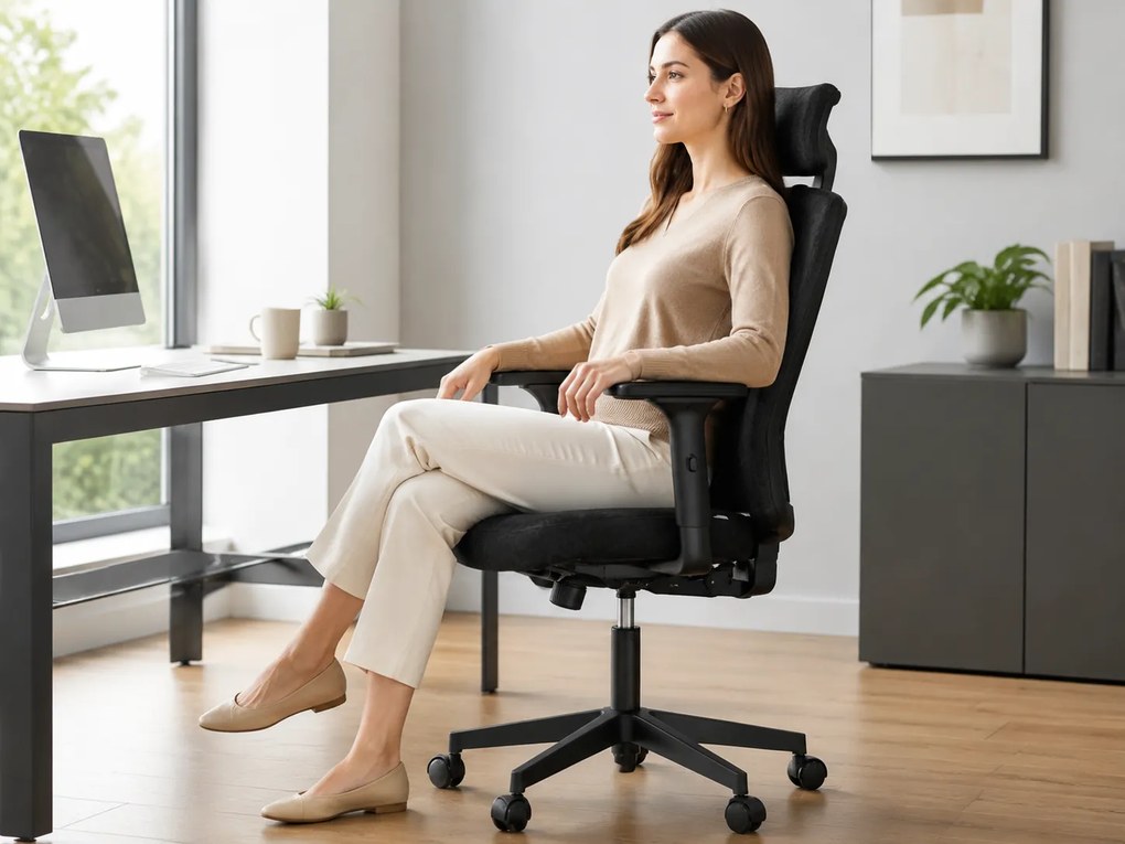 Ergonomická kancelářská židle ARLO - černá látka