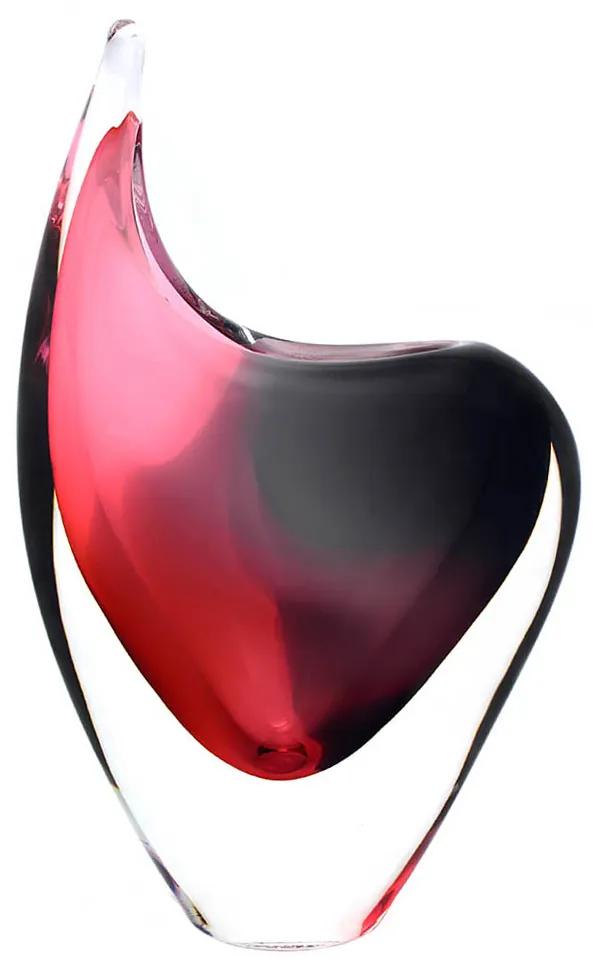 Skleněná váza hutní 06, růžová a kouřově černá, 16 cm | České hutní sklo od Artcristal Bohemia