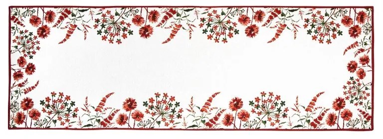 SCANquilt prostírání MOTIV luční květy smetanovočervená běhoun delší strana 100-170 cm
