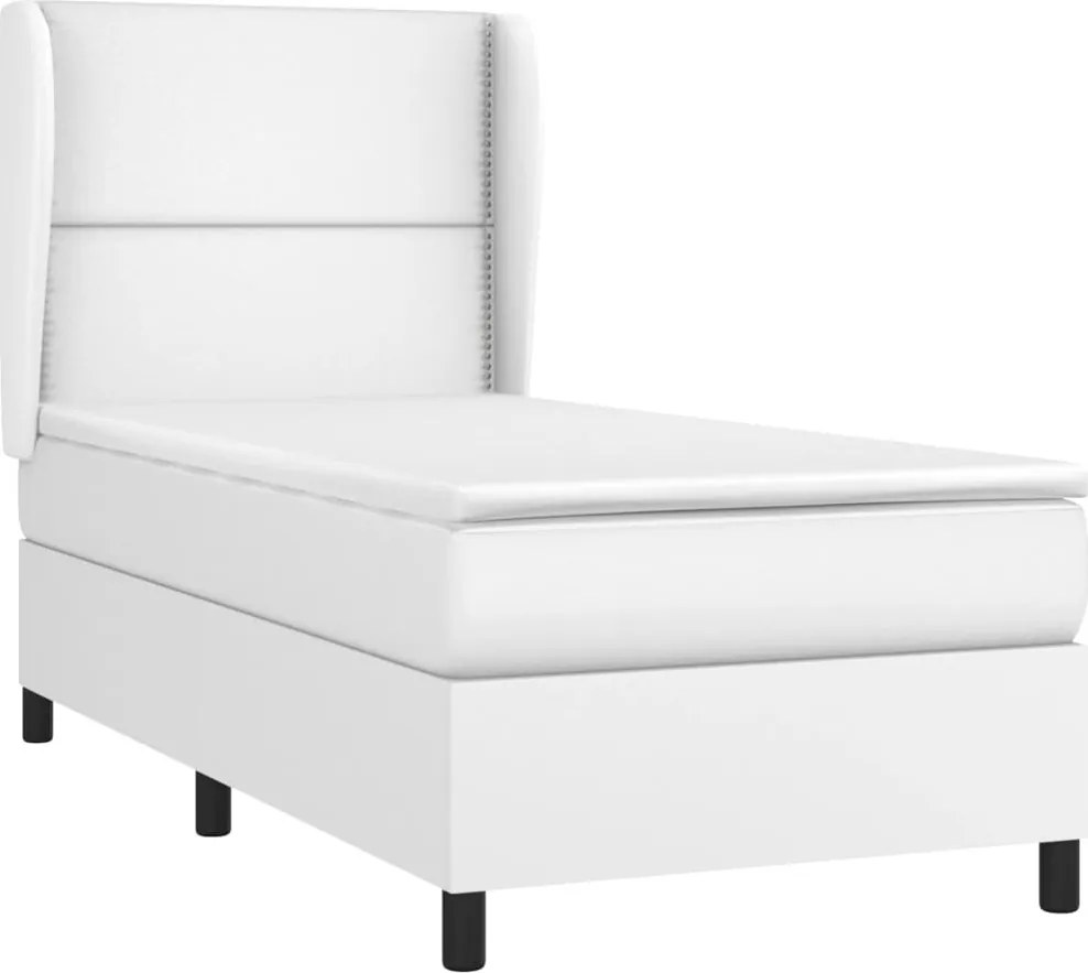 vidaXL Box spring postel s matrací 80 x 200 cm umělá kůže [3128938] Barva: Bílá