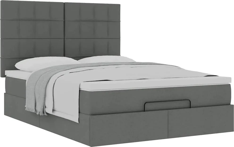 Osmanský rám postele s matrací tmavě šedá 140x190cm textil 3313155