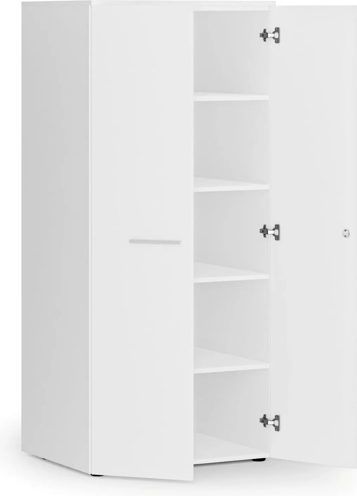 Kancelářská policová skříň PRIMO WHITE s dveřmi, 1781 x 800 x 600 mm, bílá