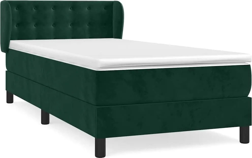 Box spring postel s matrací tmavě zelená 80 x 200 cm samet 3127700