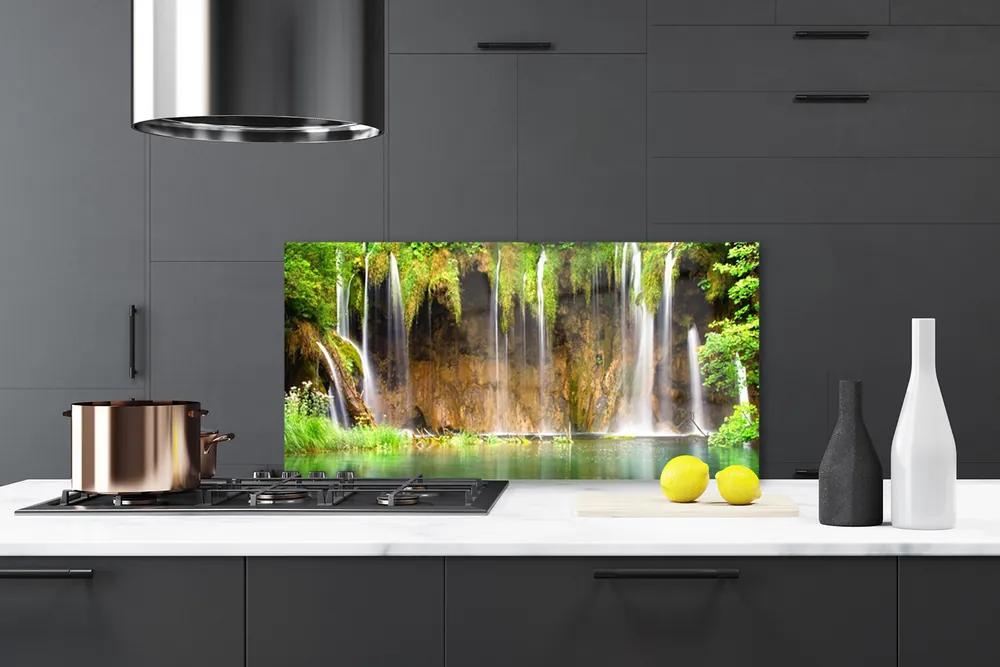 Skleněné obklady do kuchyně Vodopád Jezero Příroda 125x50 cm