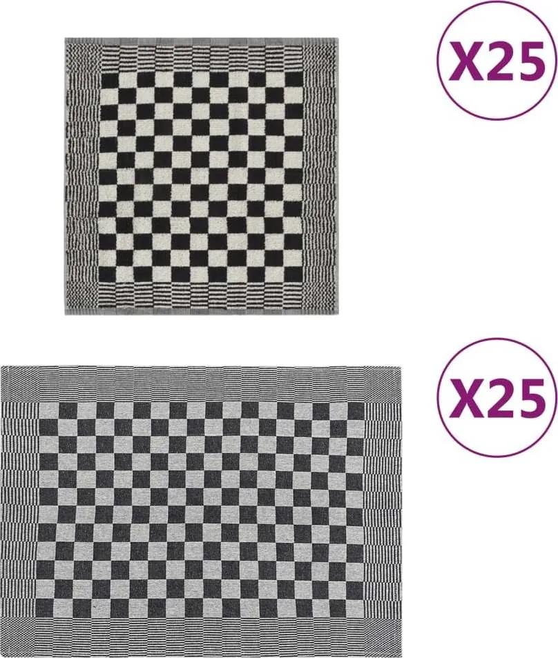 vidaXL Kuchyňské utěrky 50 ks černé a bílé bavlna [136290] Barva: Černá a šedá