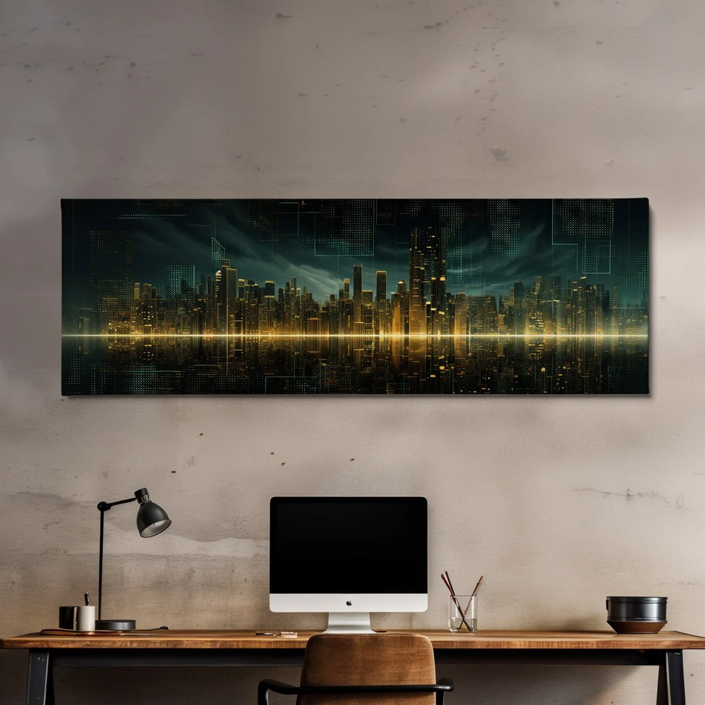 Obraz na plátně - Futuristické město - Hi-Tech Metropole FeelHappy.cz Velikost obrazu: 120 x 40 cm