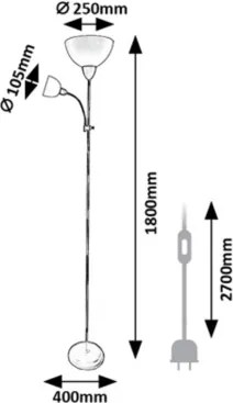 Rabalux 74109 - Stojací lampa ACTION PRO 1xE27/60W/230V + 1xE14/25W černá