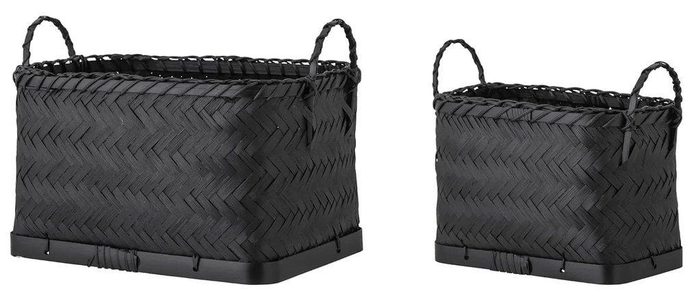 Bloomingville Úložný koš Carmil Black Seagrass Menší, černá barva