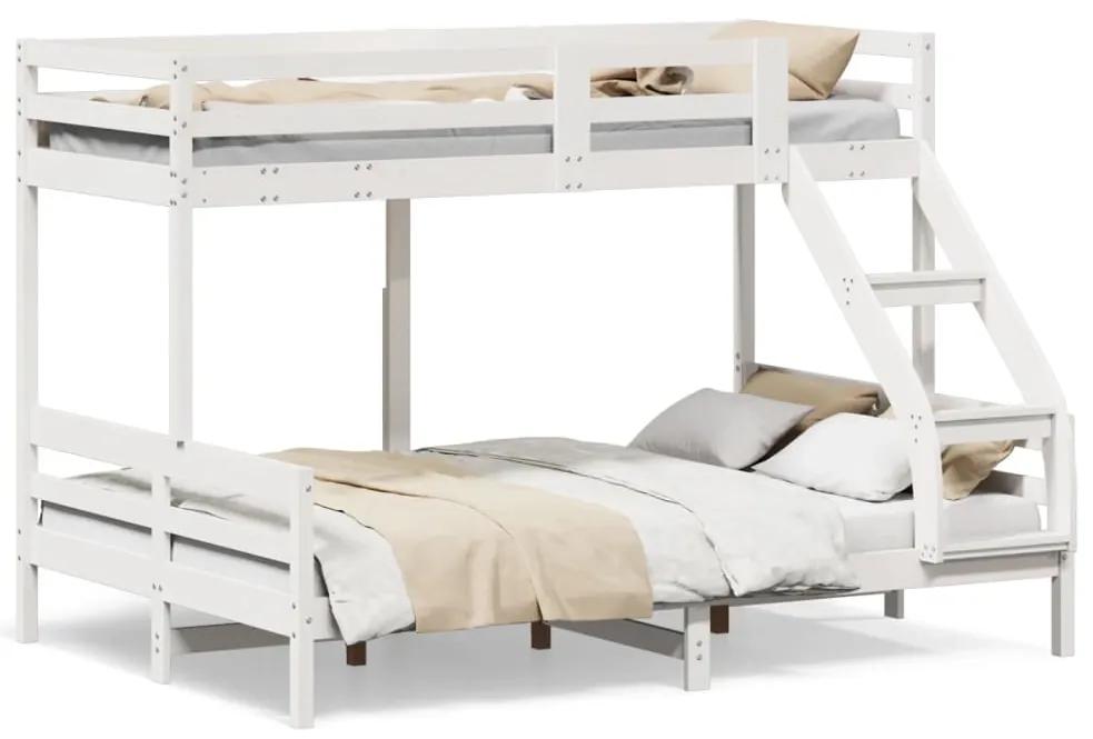 Patrová postel 80 x 200/140 x 200 cm bílá masivní borové dřevo,  3207182