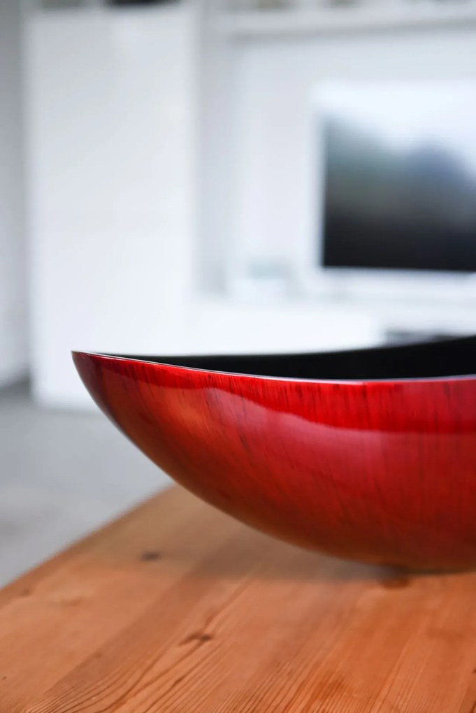 Dekorační mísa ALEXA, sklolaminát, šířka 90 cm, červeno-černý lesk