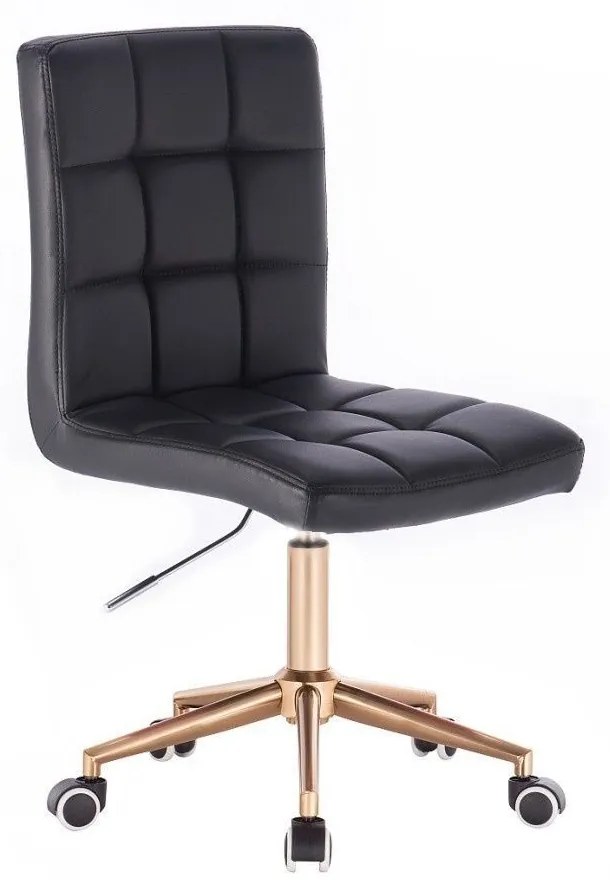 LuxuryForm DESIGN Otočná židle TOLEDO na zlaté podstavě s kolečky - černá