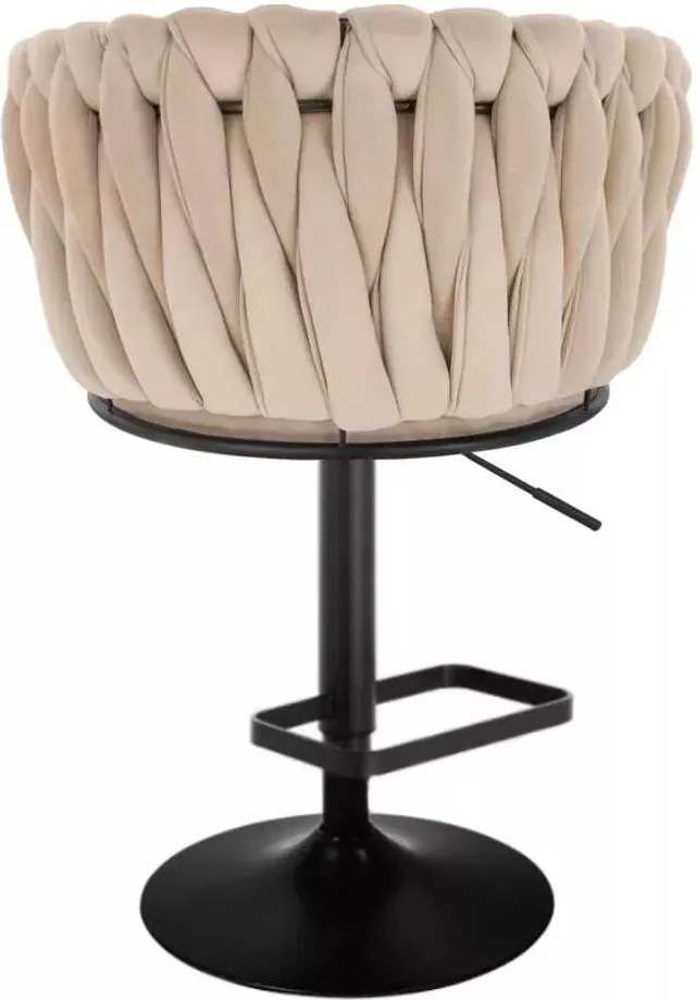 LuxuryForm DESIGN Barová židle NORDEN VELUR na černé kulaté podstavě - krémová