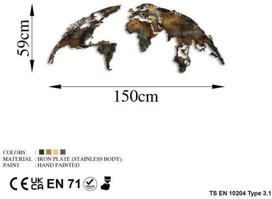 Nástěnná dekorace 2 ks 150x59 cm planeta kov