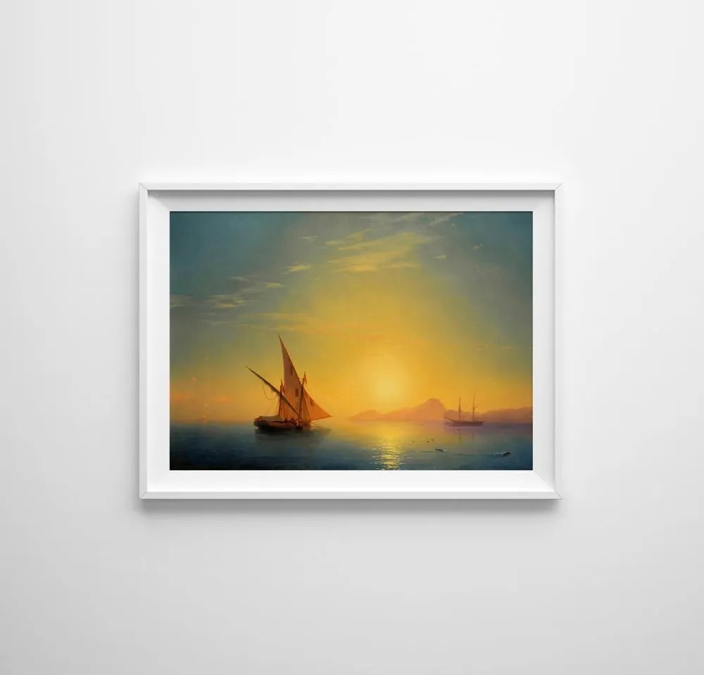 Západ slunce nad ischia Ivan Aivazovsky Retro plakát