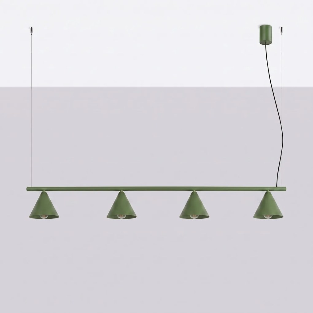 Sollux Lighting Lustr NOX 4L olivově zelený