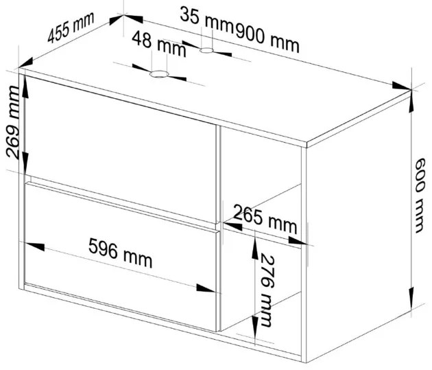 Skříňka pod umyvadlo VAMI W90 2SZ dub artisan / garafitová / šedá