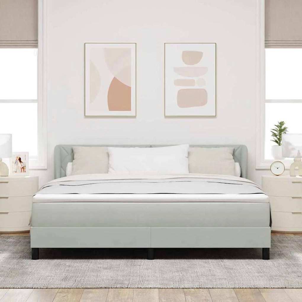 Postel s boxspringem s čelo Světle šedá 180 x 200 cm samet 3340454