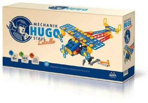 Seva Mechanik Hugo staví Letadlo stavebnice s nářadím 1plast v krabici 31x16x7cm