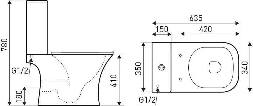 Novoterm WC kombi NV-Kamet se zadním odpadem a SoftClose sedátkem